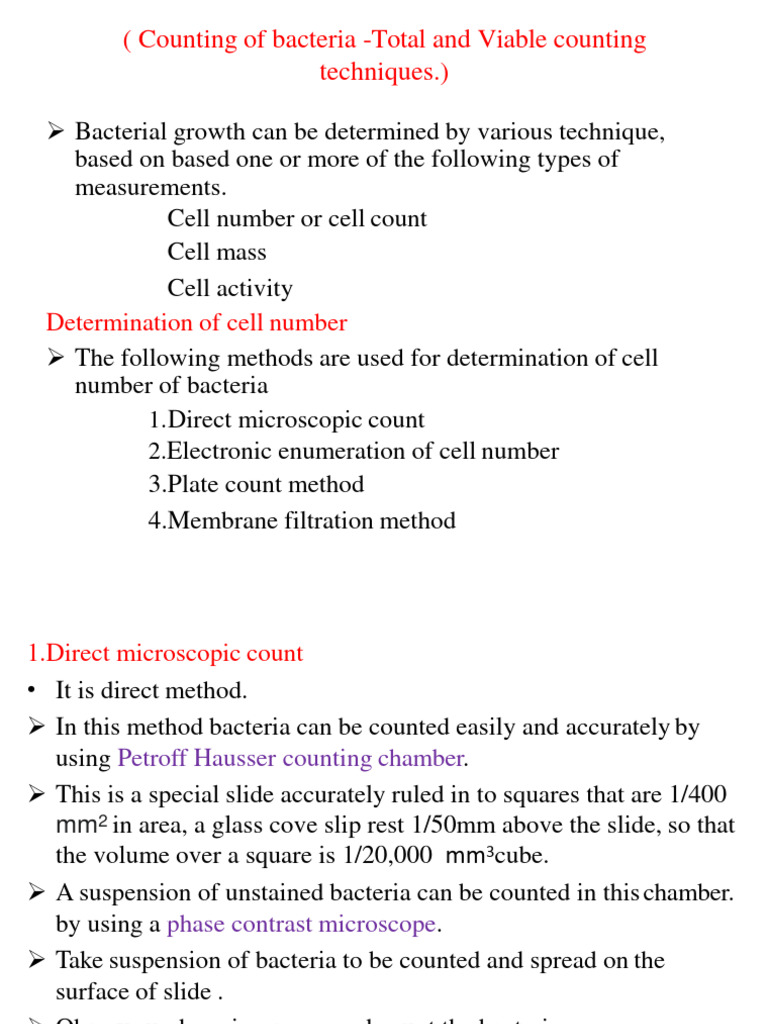 Counting of Bacteria | PDF | Bacteria | Filtration