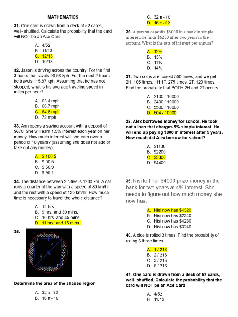 Mathematics Part 2 1 | PDF | Interest | Speed