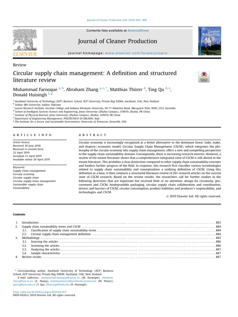 Circular Supply Chain Management A Definition and Structured Literature ...