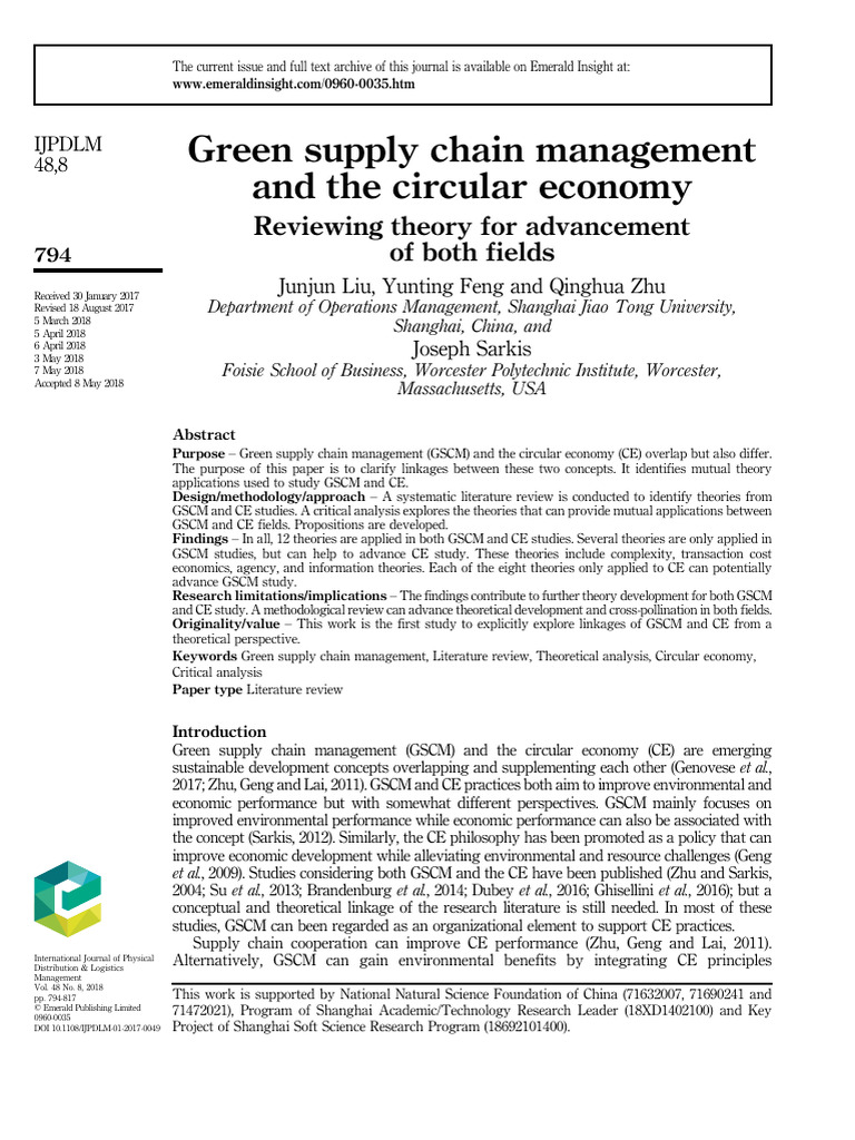 Green Supply Chain Management and The Circular Economy | PDF | Theory ...