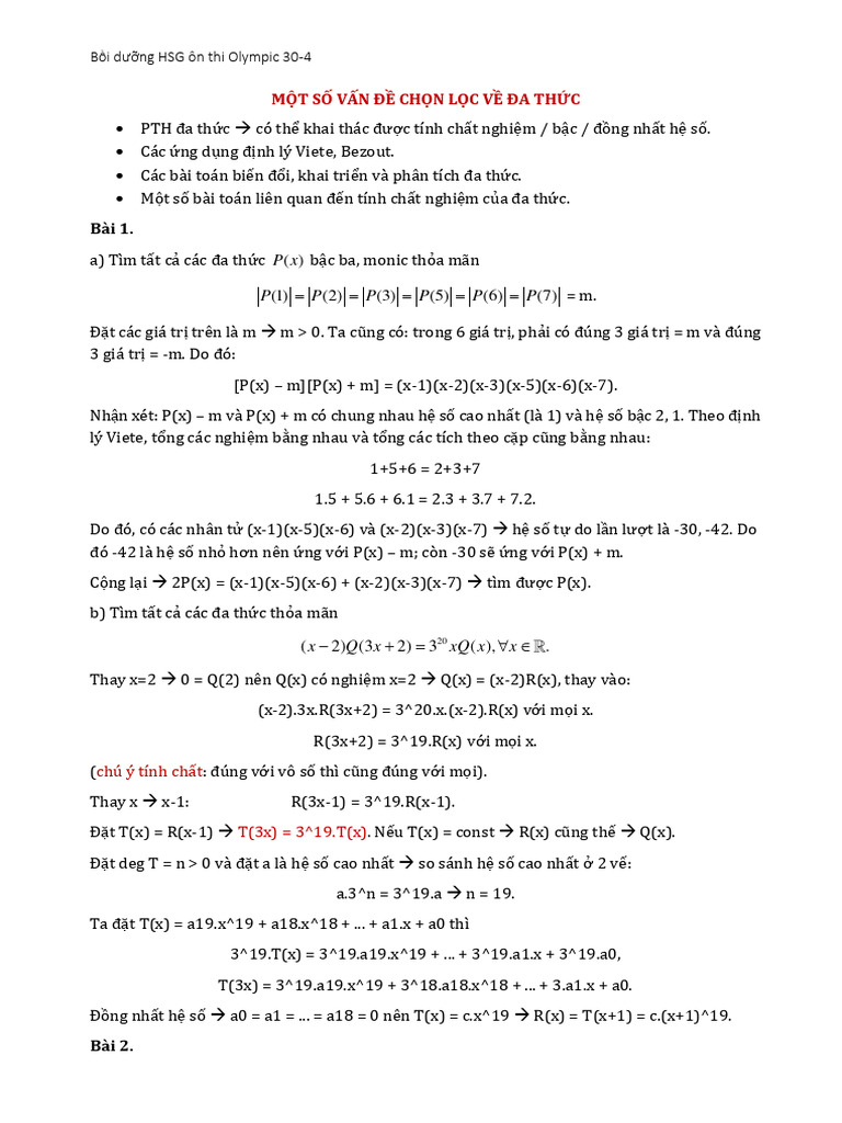 Da Thuc Dai So (Note) | PDF