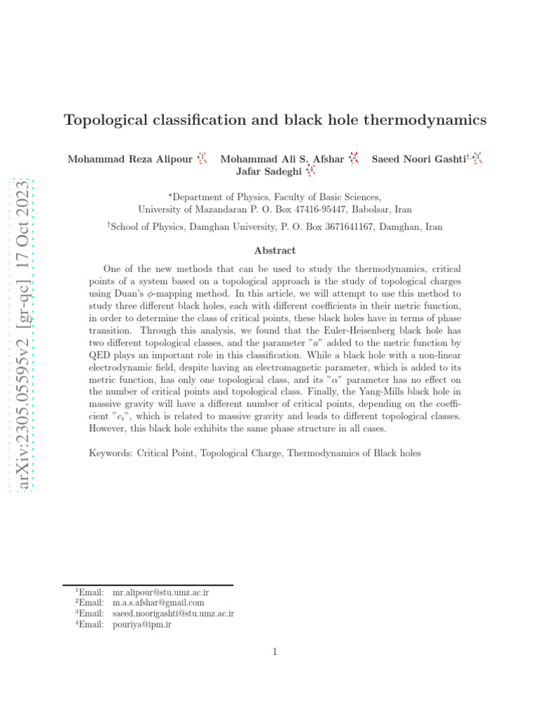 2305.05595v2 | PDF | Black Hole | Phase Transition