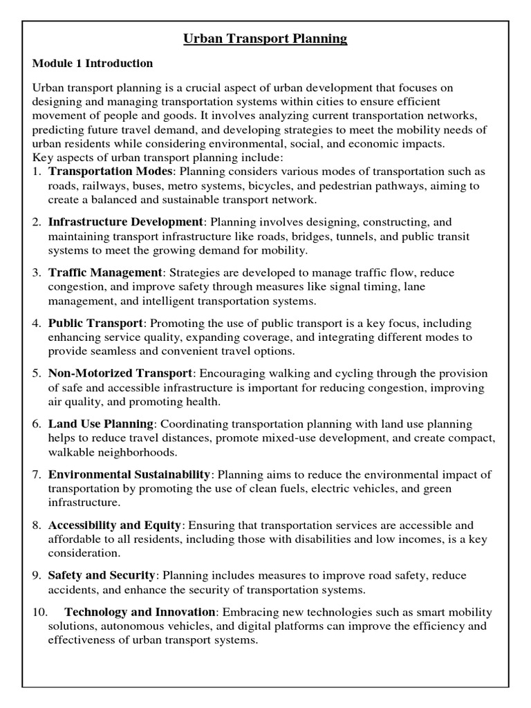 Urban transport planning | PDF | Transport | Public Transport