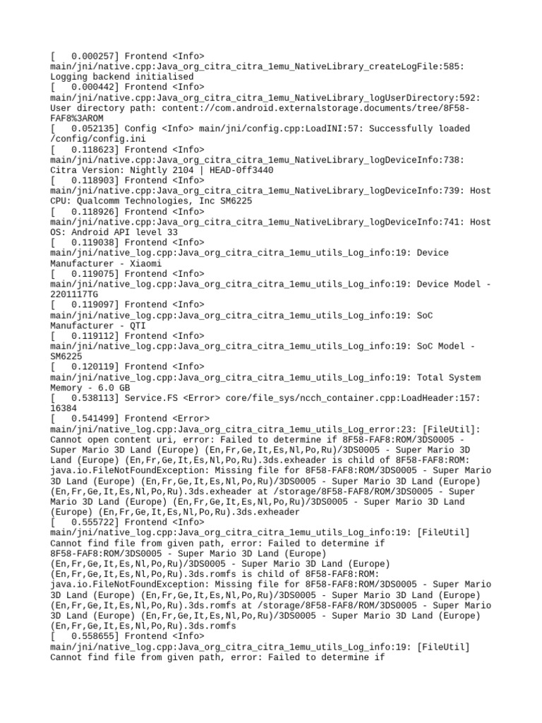 Citra Log - Txt.old | PDF | System Software | Computer Hardware