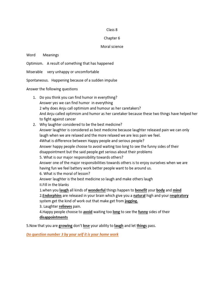 2020-12-21-VIII-Moral Science-1 | PDF | Self-Improvement