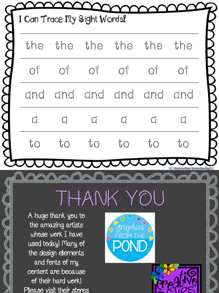 Sight Words Tracing Activity Guide | PDF