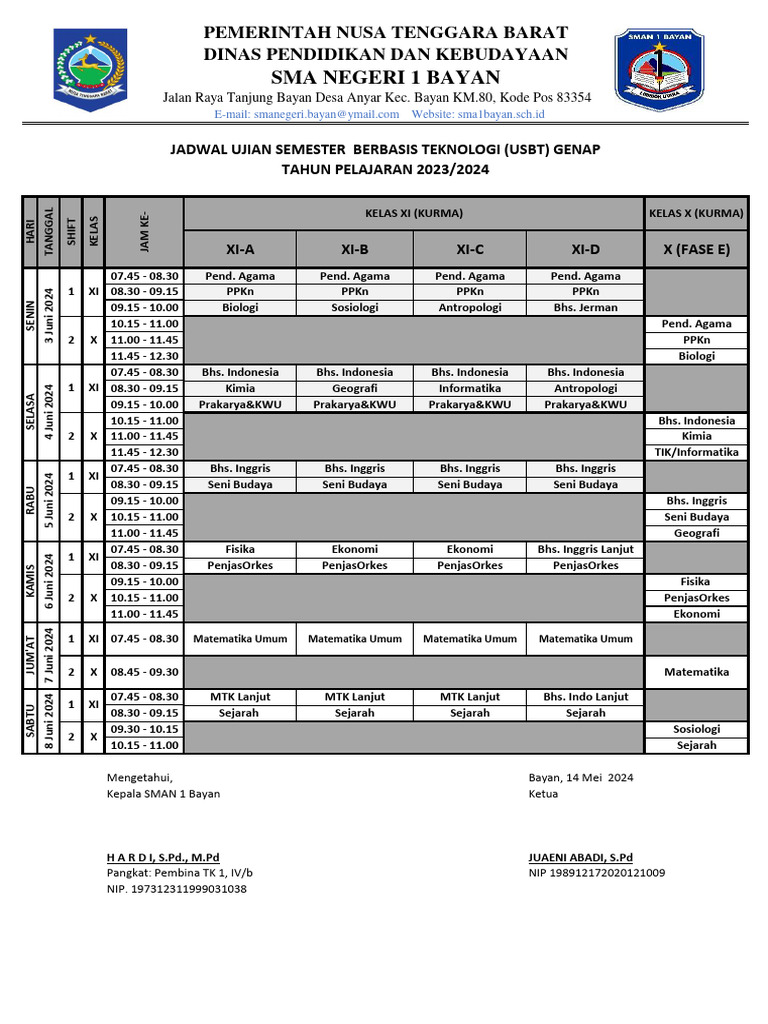 Jadwal Pas Genap 2024 | PDF