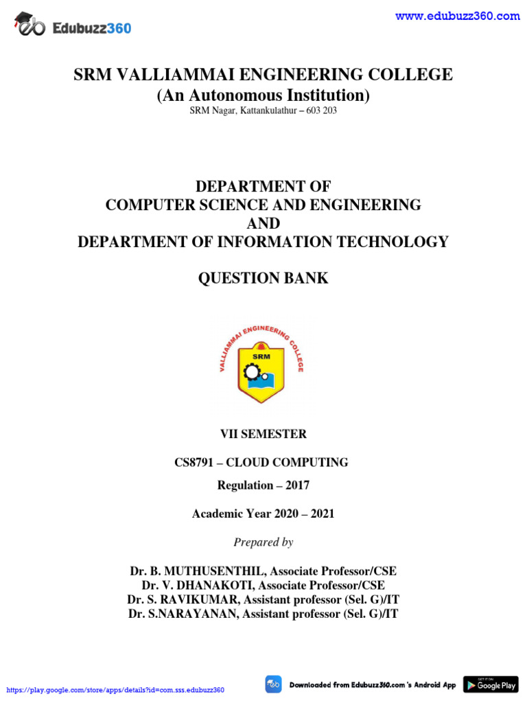 CS8791-Cloud Computing QB 1 | PDF | Cloud Computing | Virtual Machine