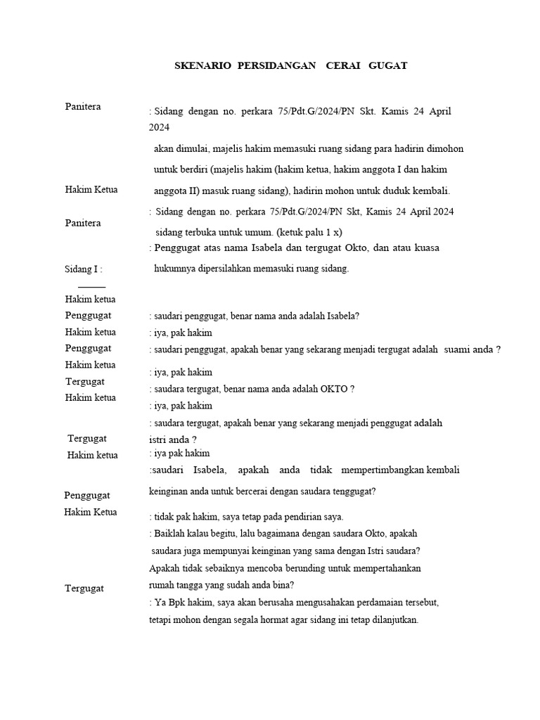 Skenario Sidang Perdata | PDF | Agama & Spiritualitas