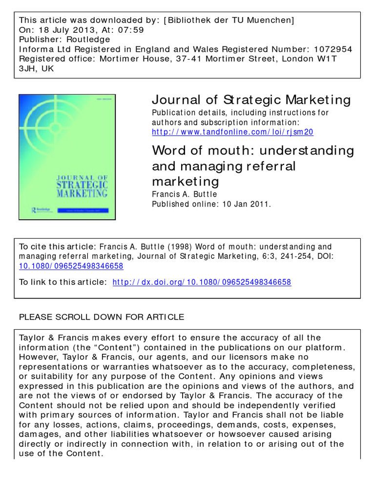 Word of Mouth Understanding and Managing Referral Marketing | PDF ...