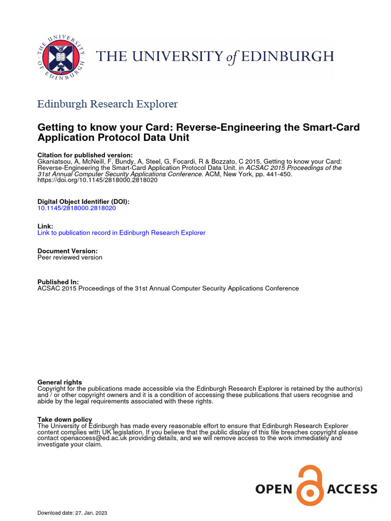 Getting To Know Your Card Reverse Engineering The Smart Card Application | PDF | Key ...