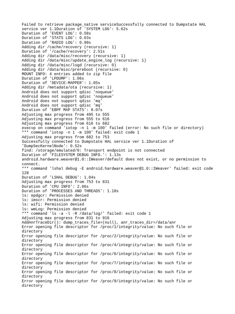 Dumpstate 2022 10 21 11 31 30 Dumpstate - Log 15181 | PDF | Directory (Computing) | Software