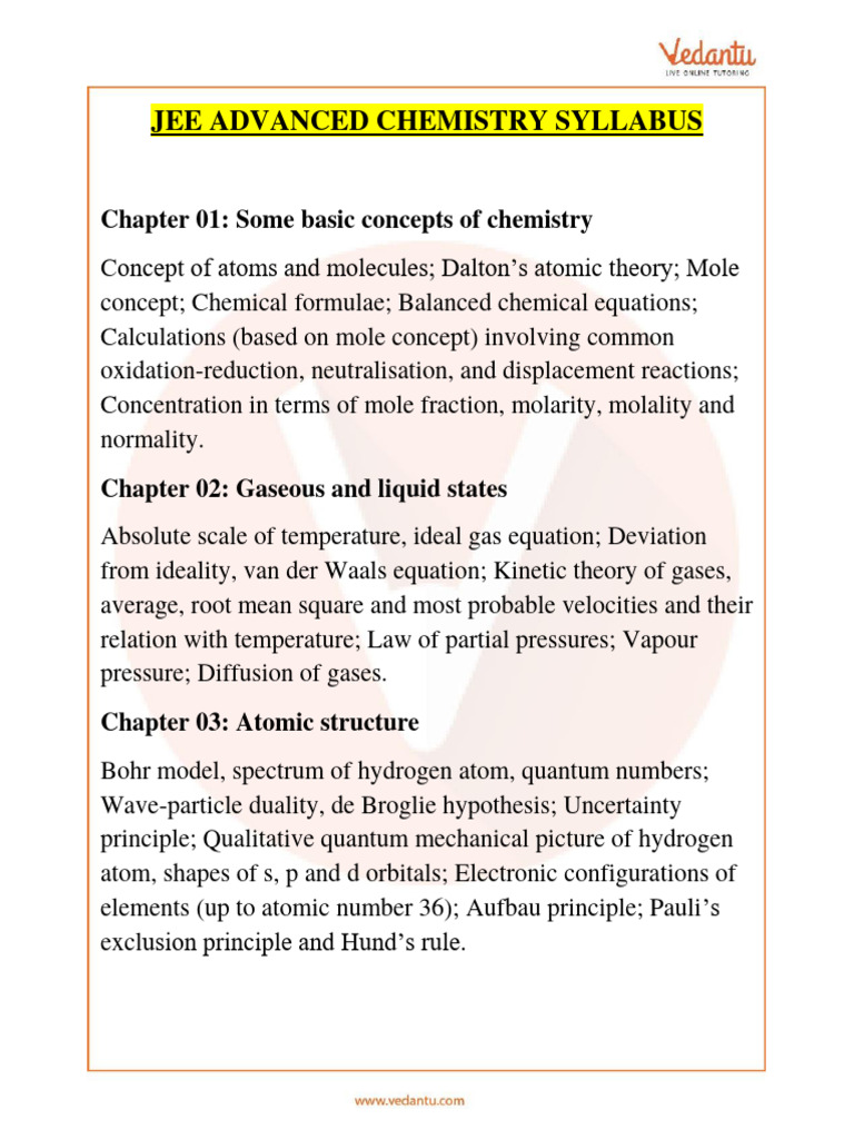 JEE Advanced Chemistry Syllabus 2024 - Free PDF Download | PDF | Aldehyde | Chemical Reactions