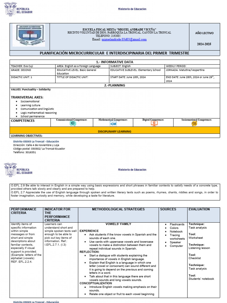 2do - English Planning | PDF | English As A Second Or Foreign Language ...