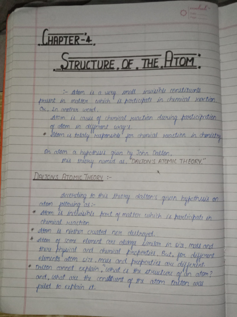 Structure of The Atom Notes | PDF