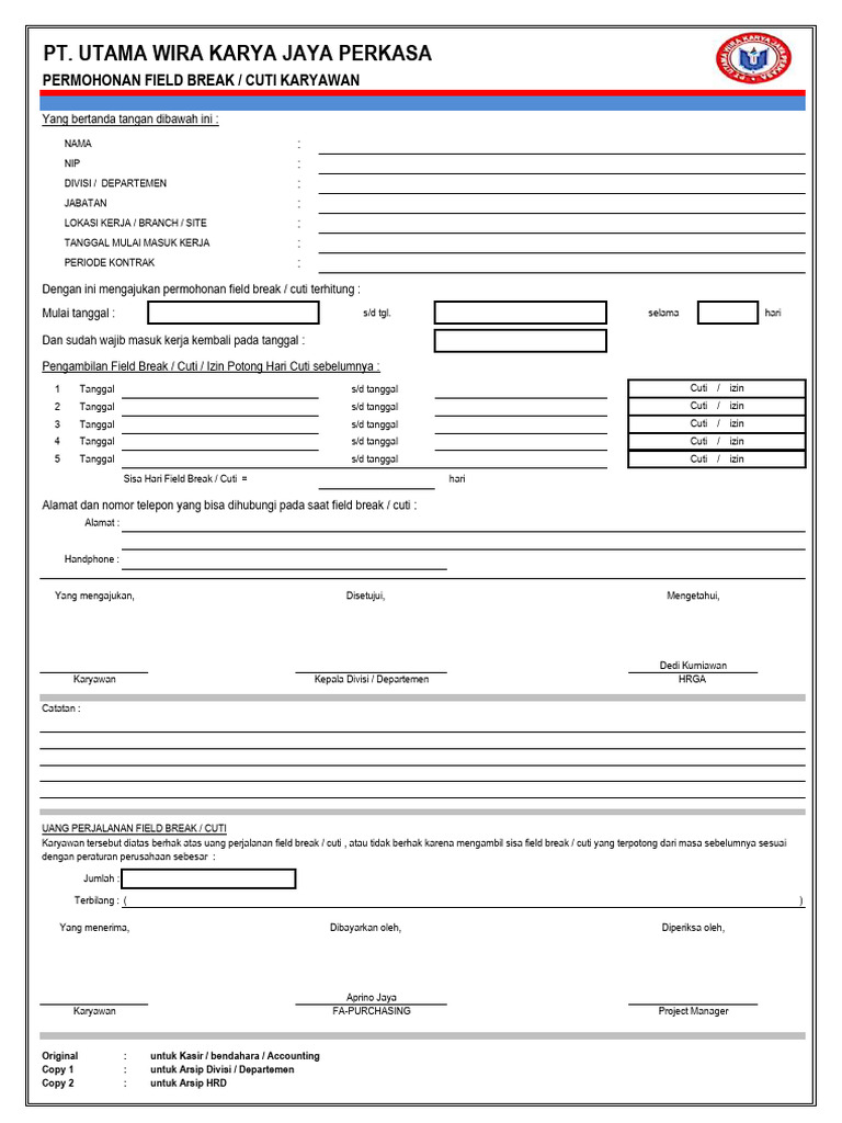 FORM CUTI KARYAWAN | PDF