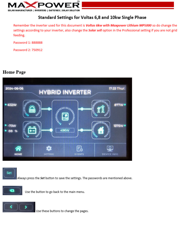 Voltas 6,8 and 10kw Standard Settings. | Download Free PDF | Power ...