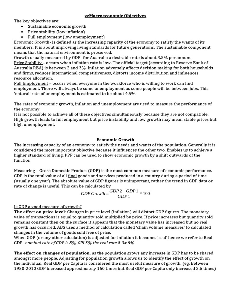 Macroeconomic Objectives and Economic Objectives 2024 | PDF | Gross ...
