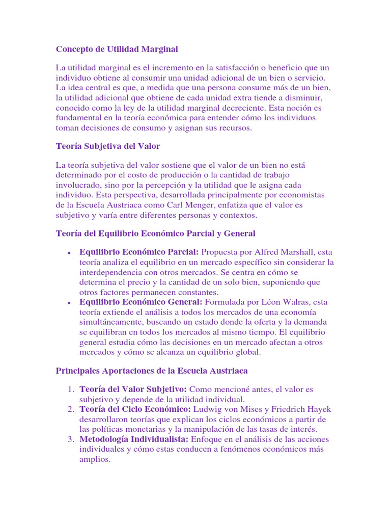 Concepto de Utilidad Marginal | PDF | Economía keynesiana | Inflación