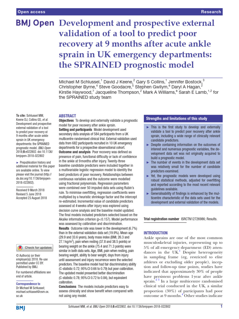 SPRAINED Prognosis | PDF | Dependent And Independent Variables | Regression Analysis