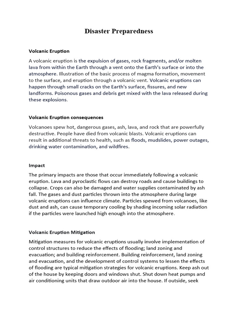 Disaster Preparedness | Download Free PDF | Volcano | Types Of Volcanic ...