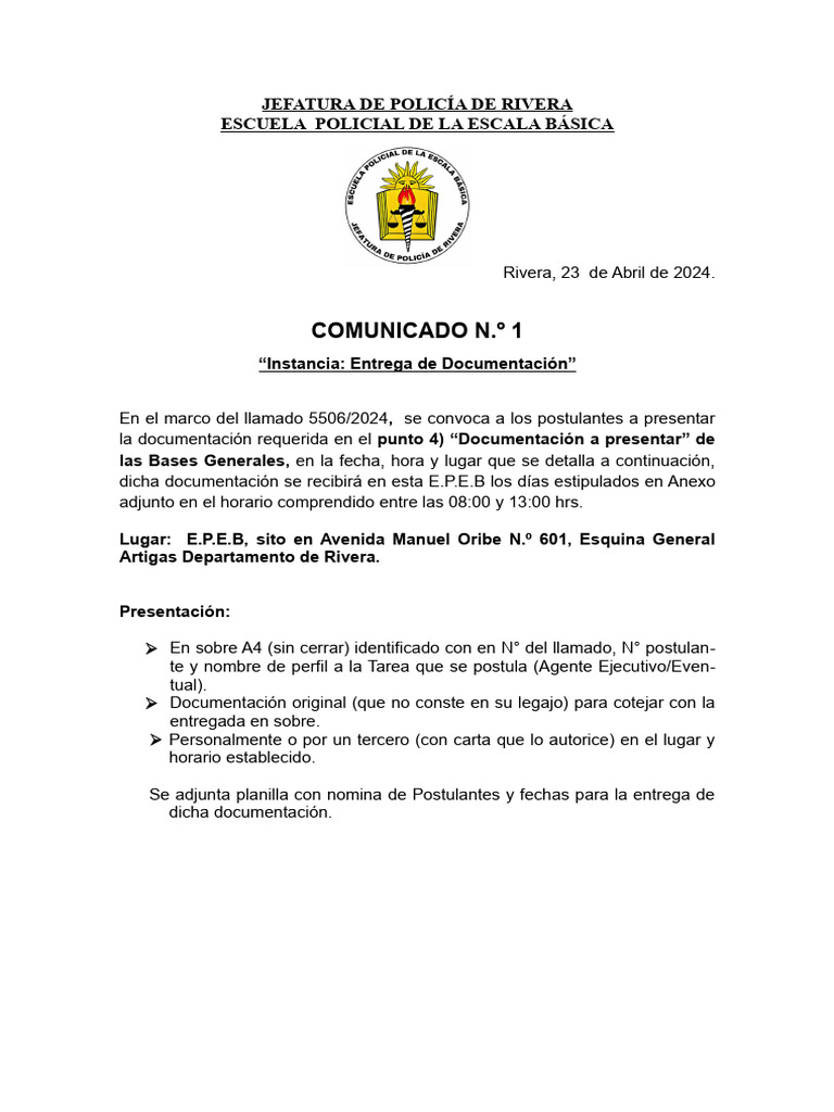 Comunicado 1 Con Anexos | PDF