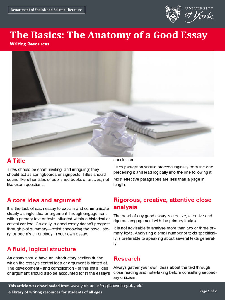 The Basics The Anatomy of A Good Essay | PDF | Essays | Written ...