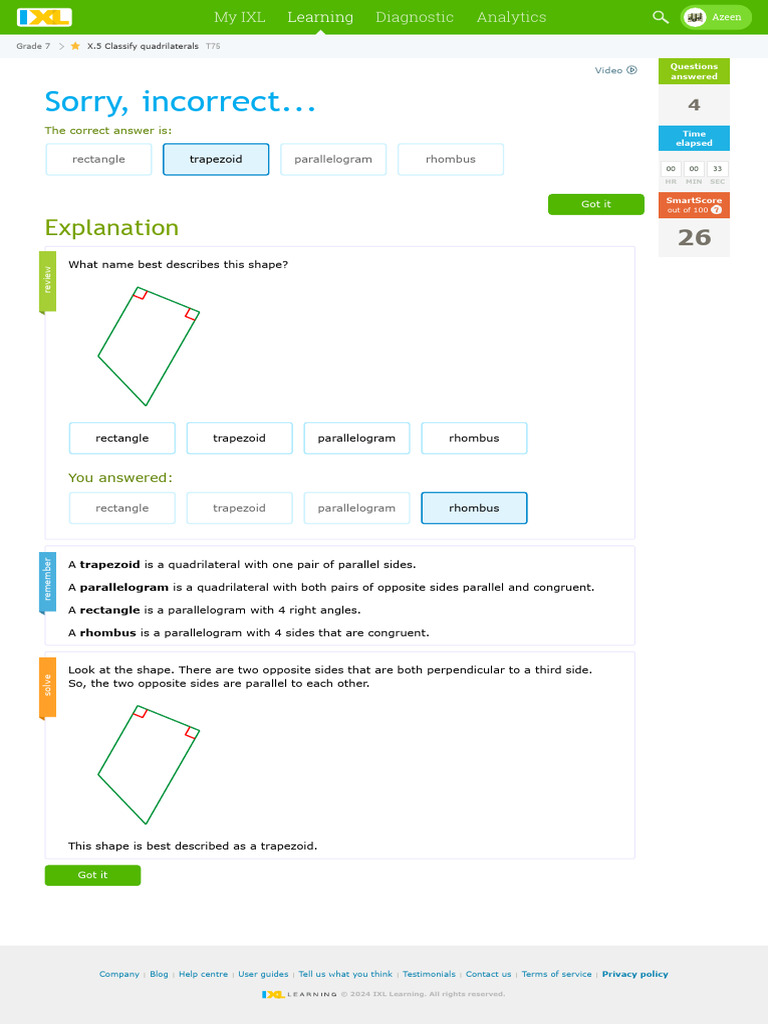 IXL Classify quadrilaterals Grade 7 math | PDF | Rectangle | Classical Geometry