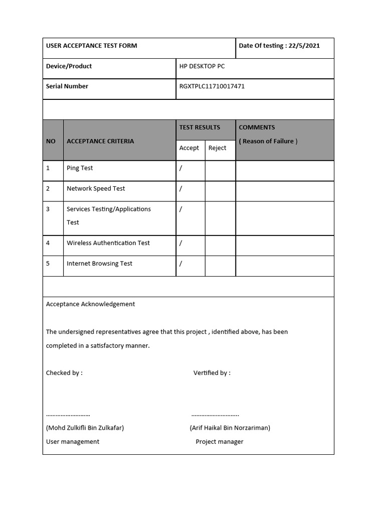 Borang Uat | PDF | Technology & Engineering