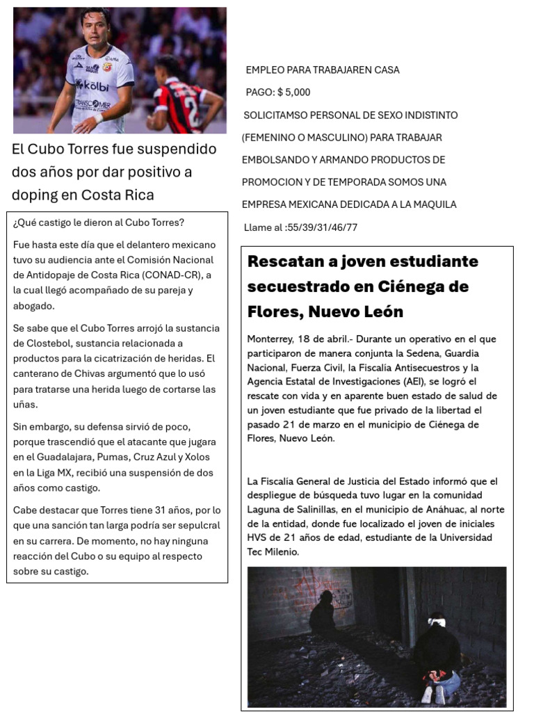 Ejemplos de notas periodísticas actuales | PDF