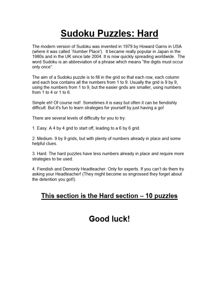 Hard | PDF | Recreational Mathematics | Puzzles