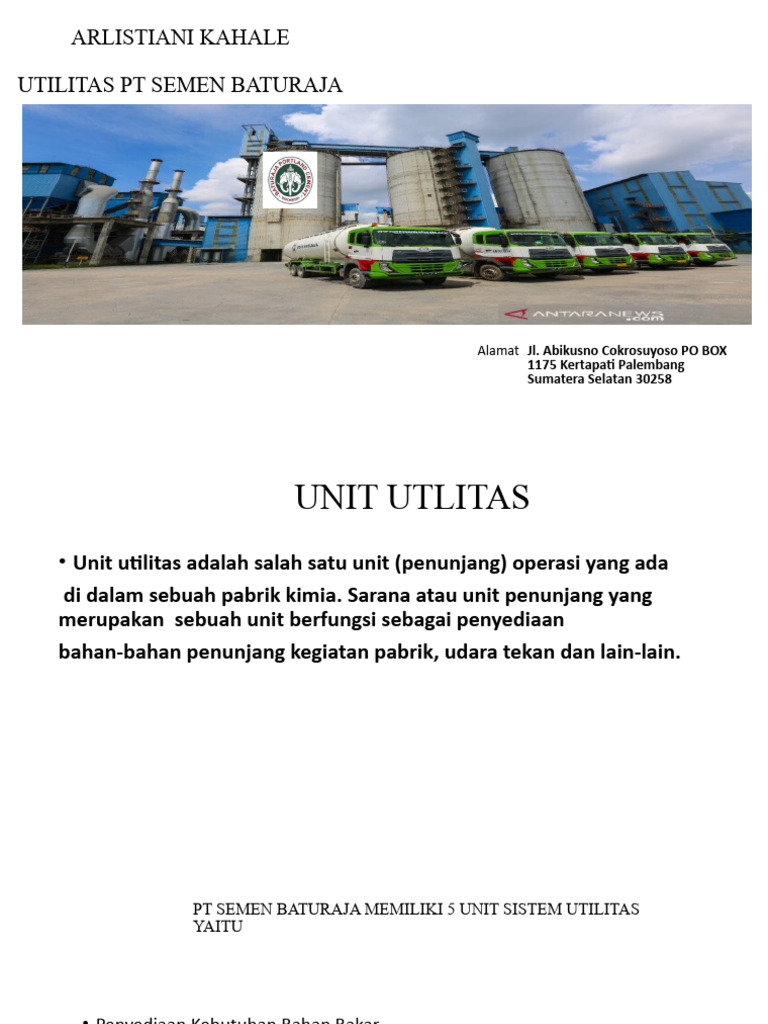Arlistiani Kahale Utilitas PT Semen Baturaja: Alamat Jl. Abikusno ...