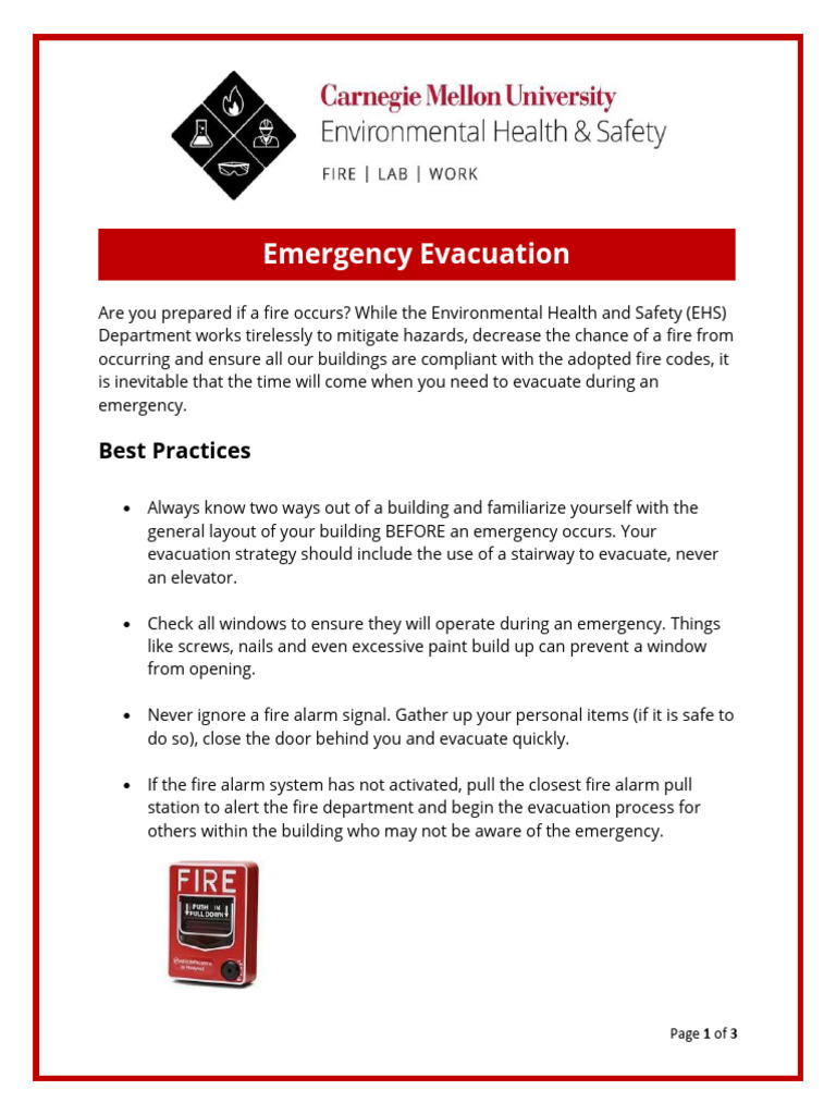 Emergency Evacuation And Fire Drill Guidelines Pdf Emergency