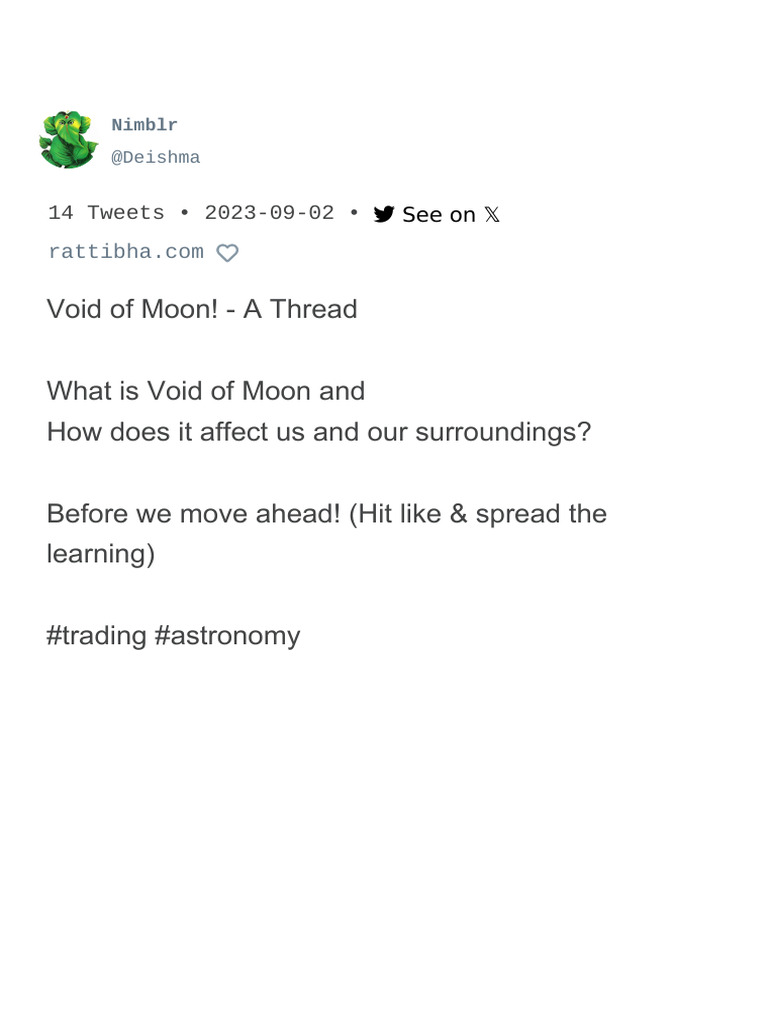 Void of Moon! - Thread by Deishma Sep 2, 23 From Rattibha | PDF