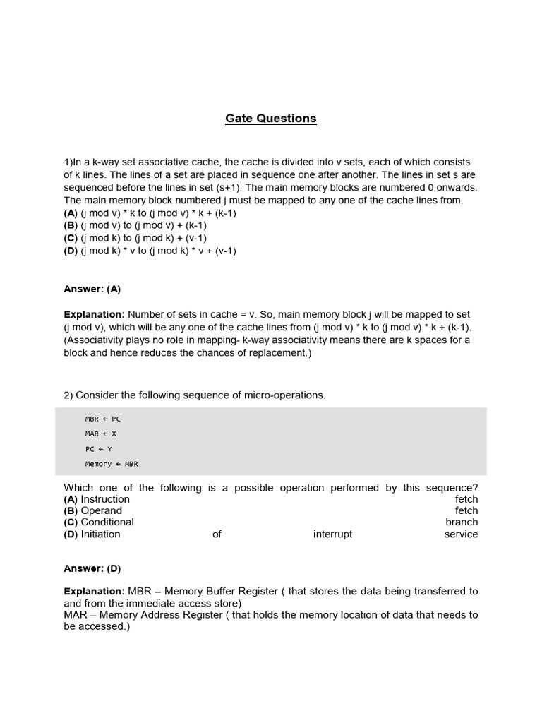 Gate Questions | PDF | Cpu Cache | Computer Data