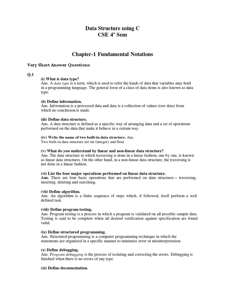 C Data Structures: Key Concepts & FAQs | PDF | Parameter (Computer ...