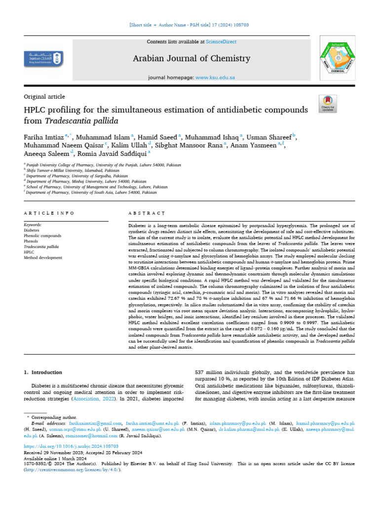 HPLC Profiling For The Simultaneous Estimation of Antidiabetic | PDF ...