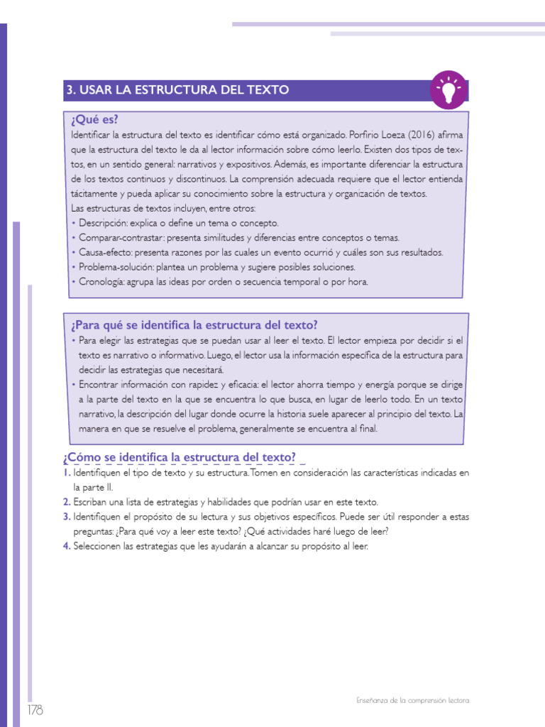 Estructura y comprensión del texto | PDF | Artes del Lenguaje y ...