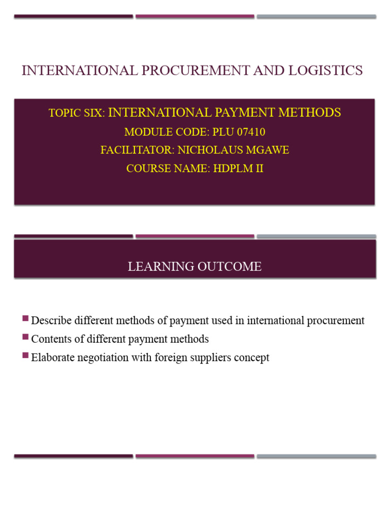 International Payment Methods Explained | PDF | Letter Of Credit ...