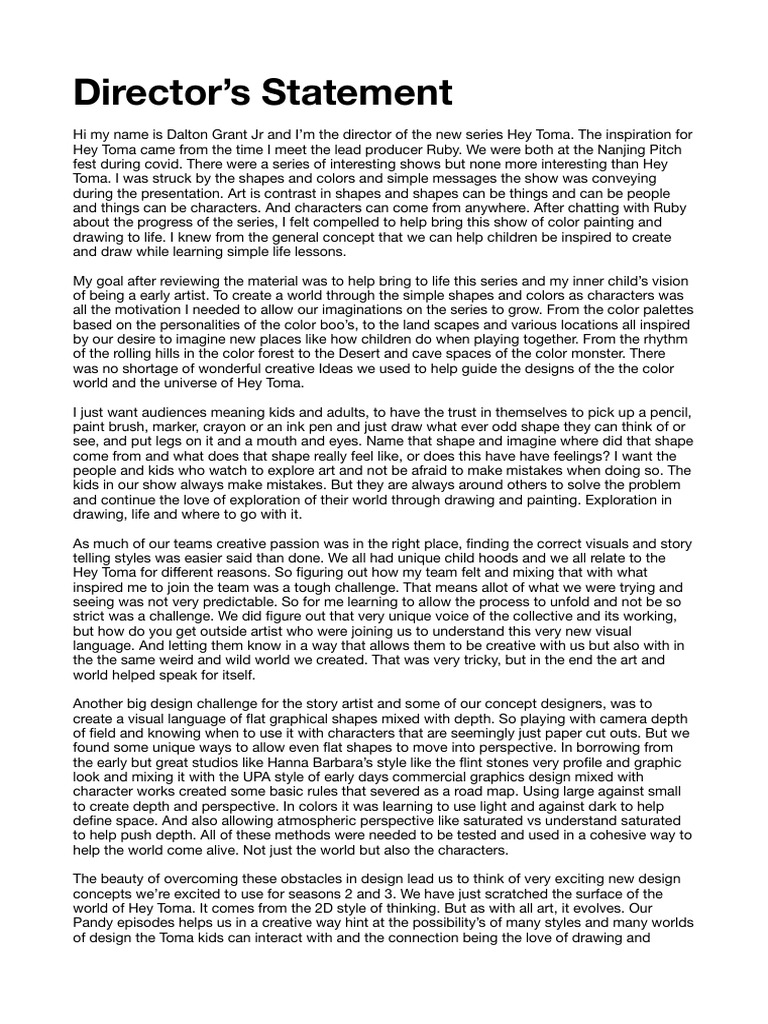 Directors Statement | PDF | Design