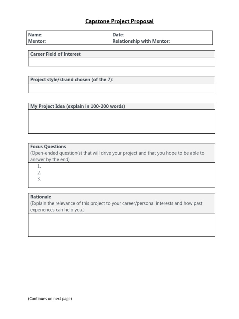Capstone Proposal Form (Updated With Self Assessment) | PDF | Career ...