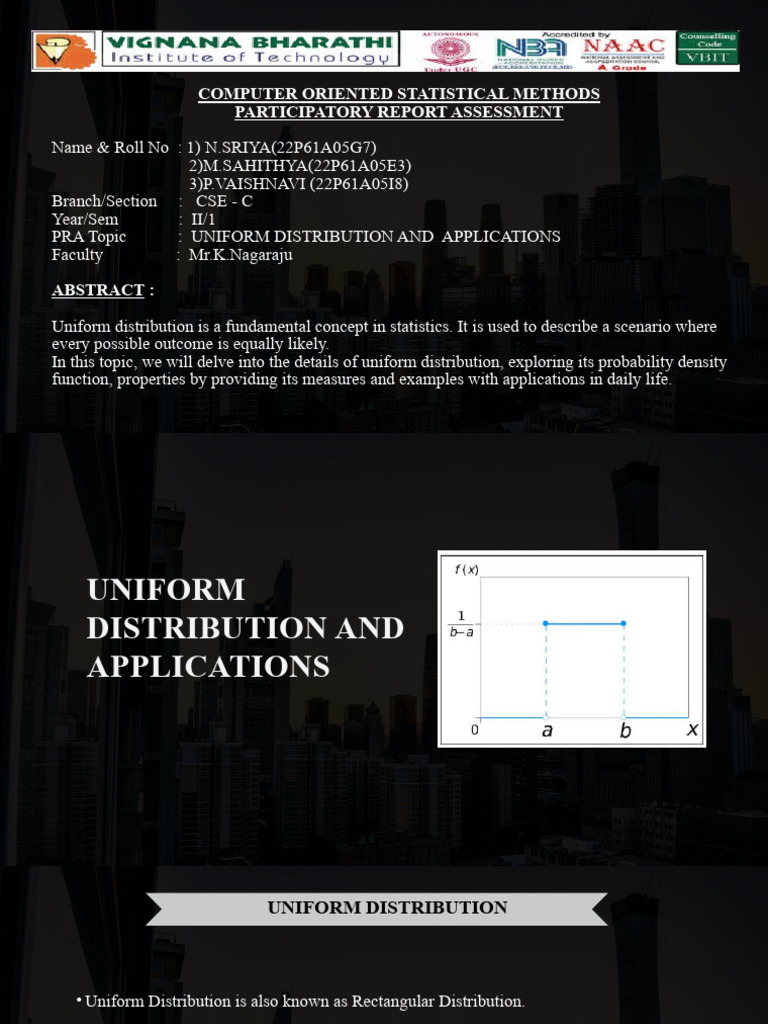 UNIFORM DISTRIBUTION AND APPLICATIONS | PDF | Probability Distribution | Probability
