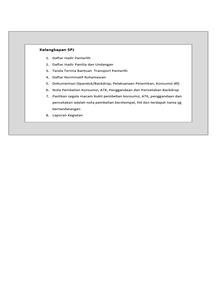 Kelengkapan SPJ Pelantikan Pantarlih Pilkada 2024 | PDF