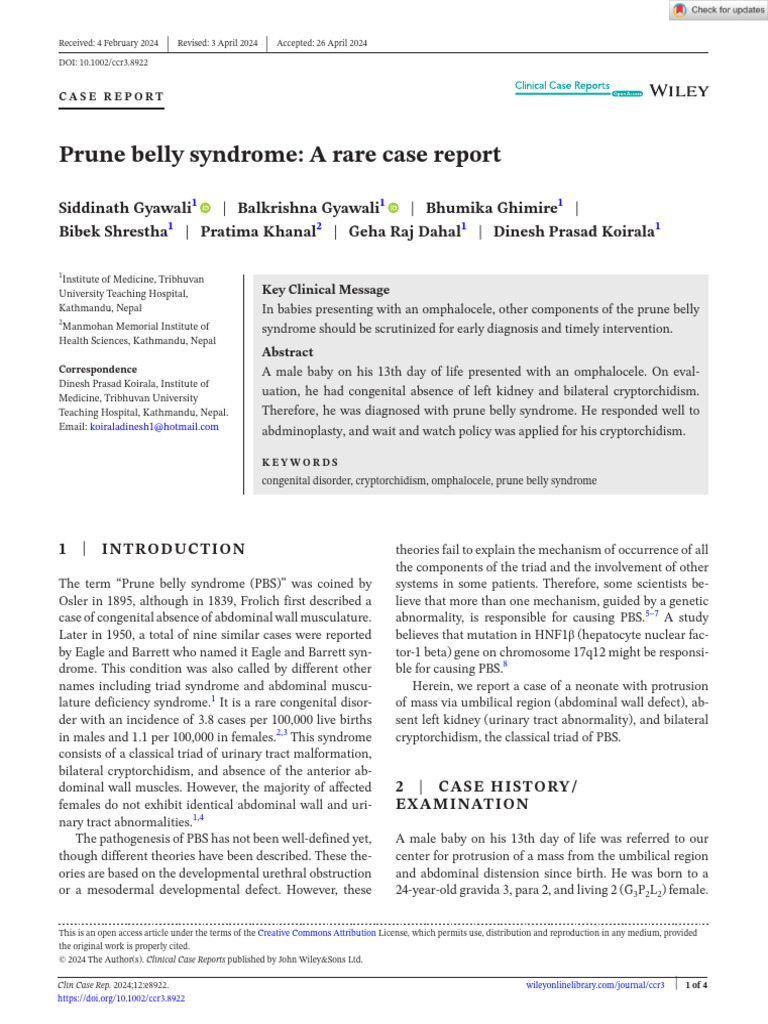 Clinical Case Reports - 2024 - Gyawali - Prune belly syndrome A rare ...