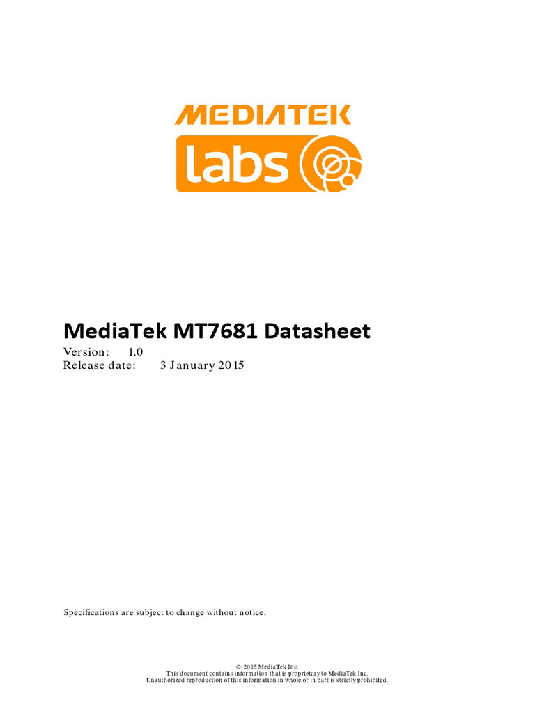 MediaTek MT7681 Datasheet v1 0 | PDF | System On A Chip | Electrostatic ...