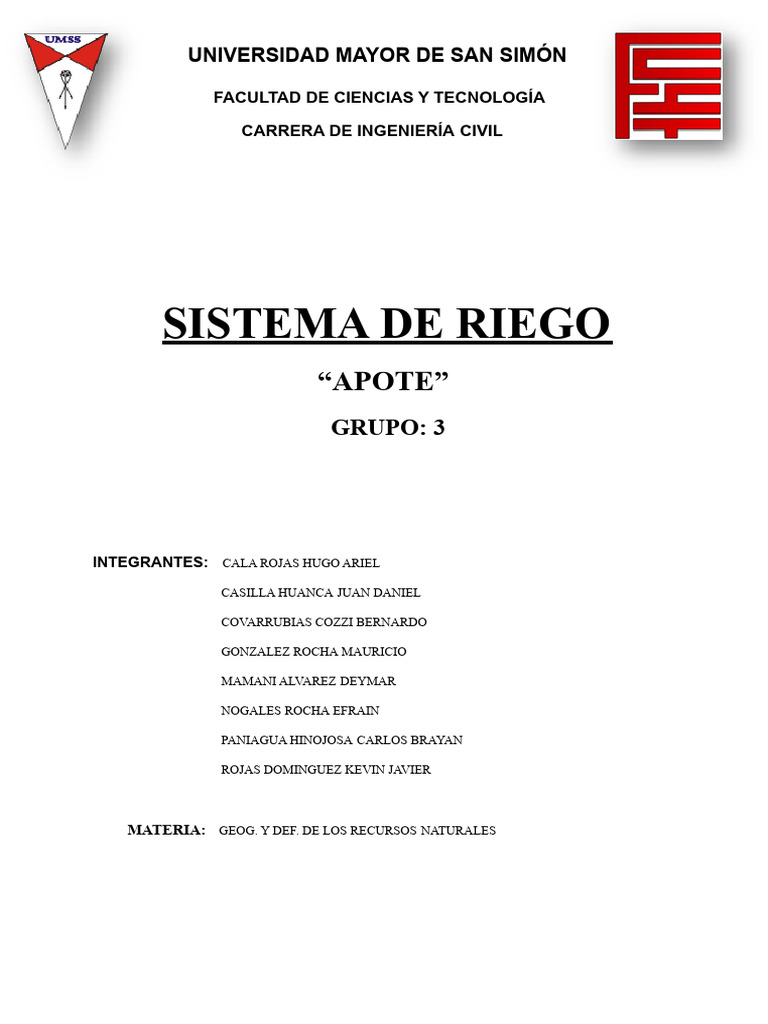 Grupo 3 - Ficha Ambiental - Propósitos Académicos | PDF | Riego | Agua
