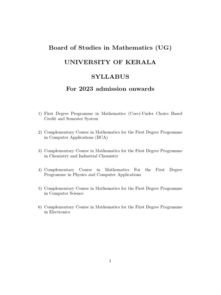 Mathematics 2023 Syllabus | PDF | Ordinary Differential Equation | Eigenvalues And Eigenvectors