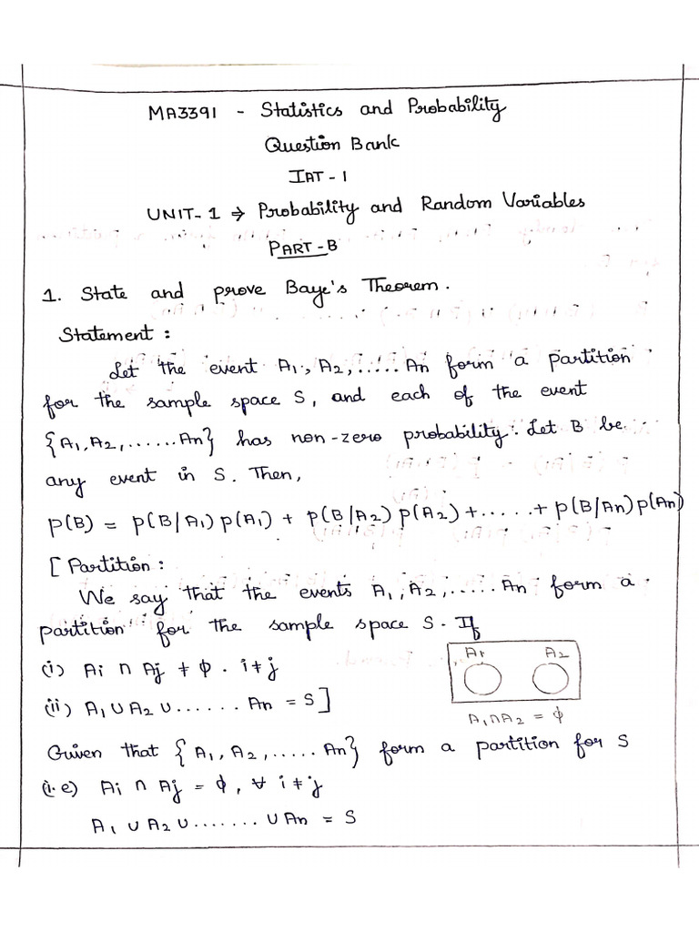 Ma3391-P&s Iat-1 (Part-B) | PDF