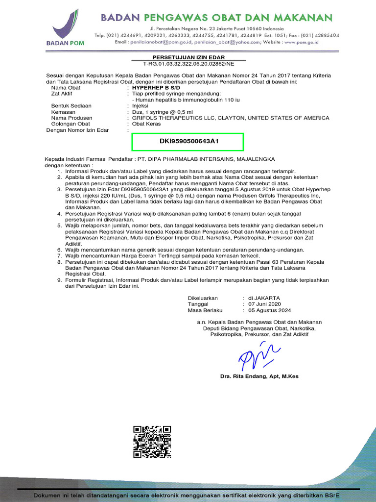 HyperHEP B SD 0,5mL Exp 05 Aug 2024 - Lampiran | PDF