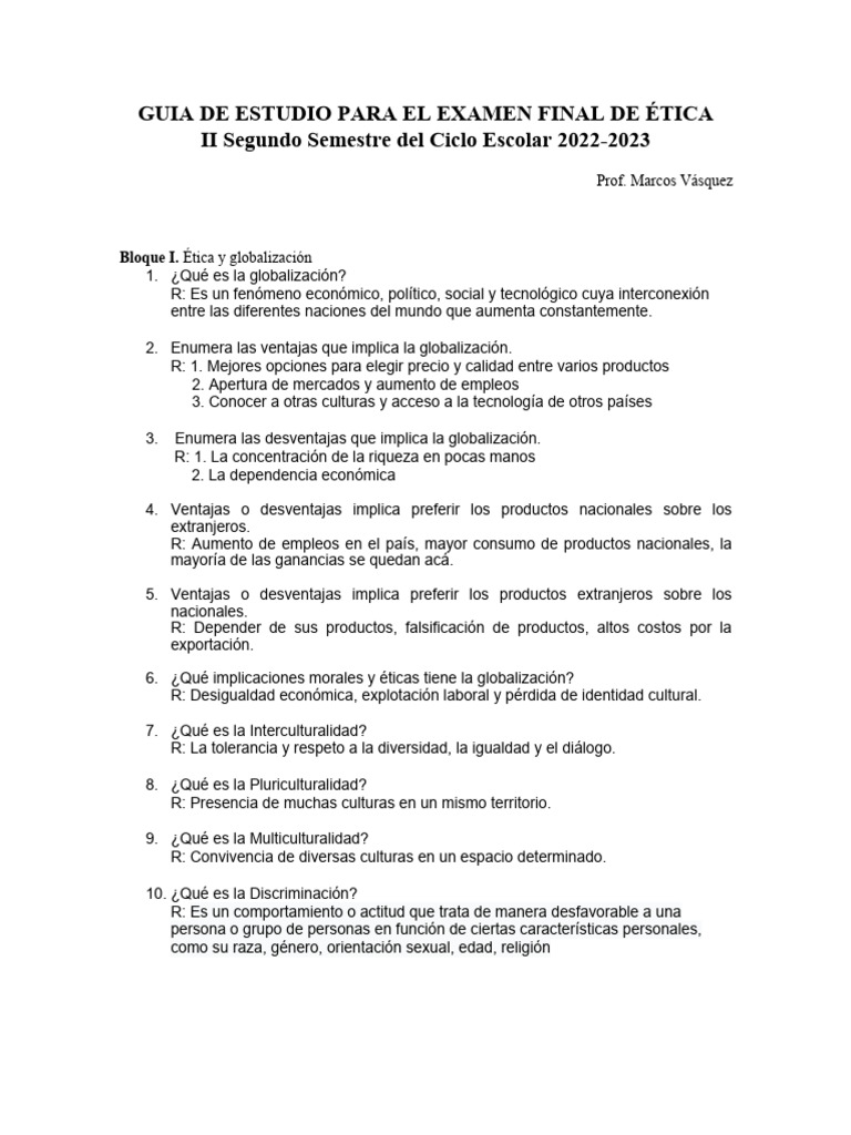 Guia de Estudio para El Examen Final de Ética II | PDF | Biotecnología ...